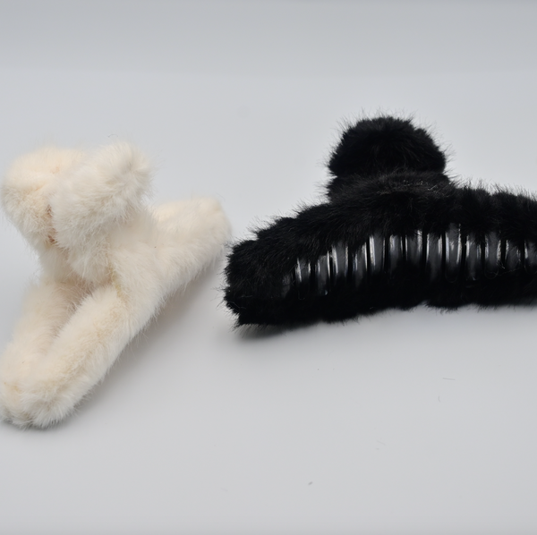 Fuzzy Claw Clips (Pack of 3) – Soft, Textured Plastic Hair Clips for W ...